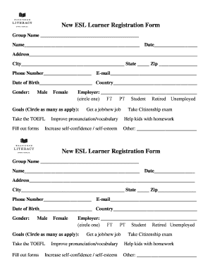 Fillable Online New Learner Registration Form - Washtenaw Literacy Fax ...