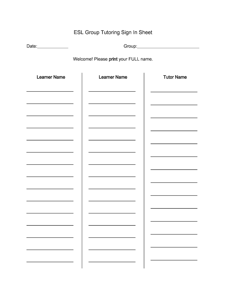 Fillable Online ESL Group Tutoring Sign In Sheet - Washtenaw Literacy ...