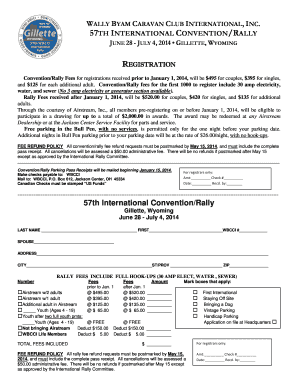 Fillable Online wbcci 2014 International Rally Registration From ...