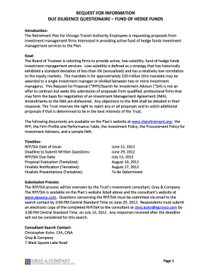 Fillable Online DUE DILIGENCE QUESTIONAIRE FUND OF HEDGE FUNDS Fax ...