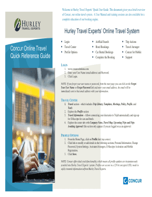 Fillable Online Concur Online Travel Quick Reference Guide - Hurley ...