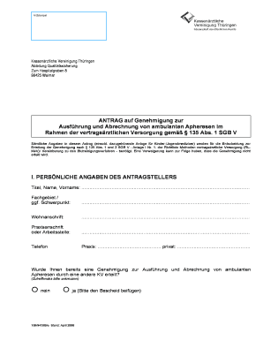 Ausfüllbar Online kv-thueringen ANTRAG auf Genehmigung zurAusfhrung und Abrechnung von ...