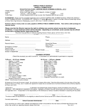 Fillable Online High School Registration Form.doc Fax Email Print 