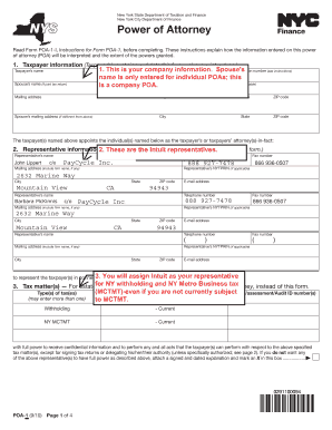 Fillable Online Read Form POA-1-I, Instructions for Form POA-1, before ...