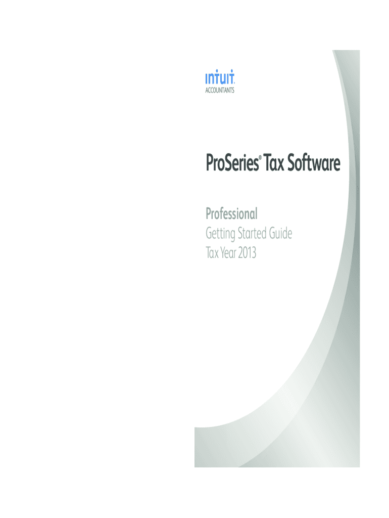 Fillable Online ProSeries Tax Software Professional Getting Started ...