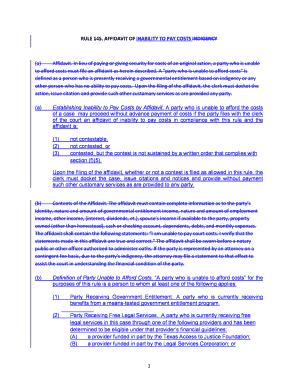 Fillable Online AFFIDAVIT OF INABILITY TO PAY COSTS INDIGENCY Fax Email ...