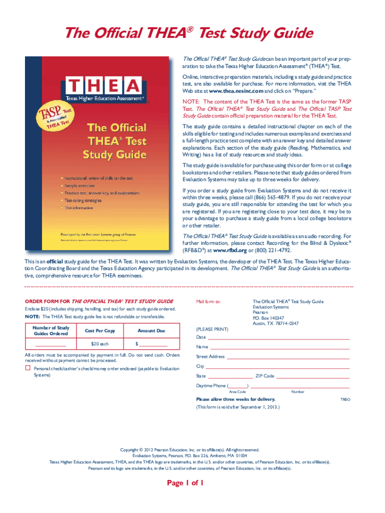 Fillable Online The Official THEA® Test Study Guide Fax Email Print ...