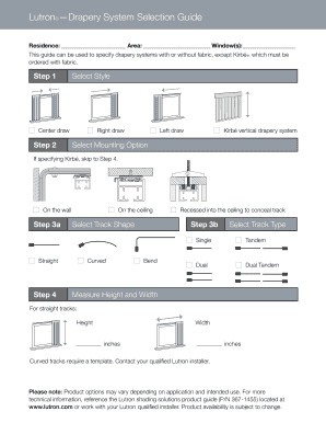 Fillable Online Drapery Track Selection Guide - Lutron Fax Email Print ...