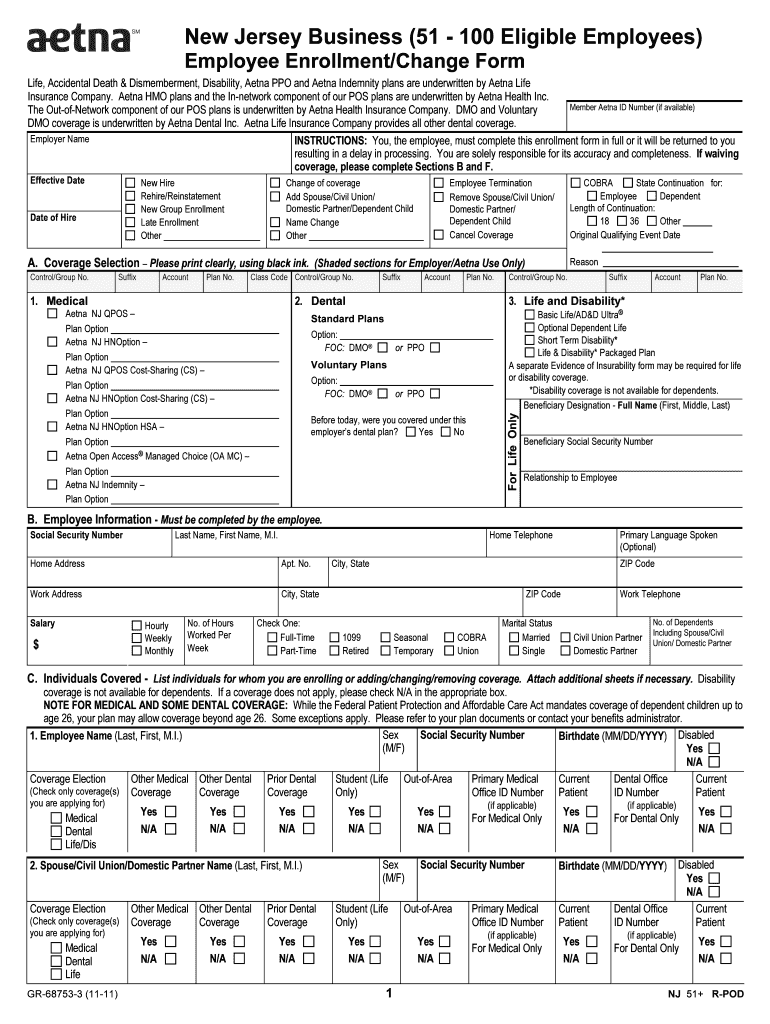 Fillable Online New Jersey Business (51 - 100 Eligible Employees) Fax ...