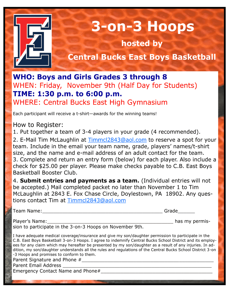 Fillable Online 3 on 3 Hoops Tournament - Facebook Fax Email Print ...