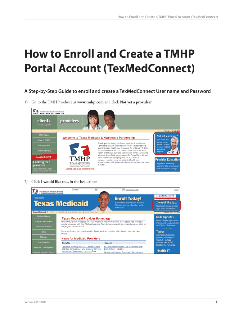 Fillable Online TMHP Portal Account Enrollment Guide Fax Email Print - pdfFiller