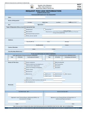 Fillable Online Request for Case Status Form - Office of the Ombudsman ...