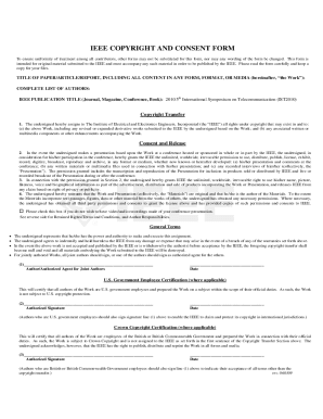 Fillable Online IEEE COPYRIGHT AND CONSENT FORM - IST2010 Fax Email ...