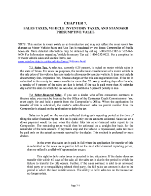 Fillable Online SALES TAXES, VEHICLE INVENTORY TAXES, AND STANDARD Fax ...