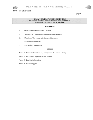Fillable Online PROJECT DESIGN DOCUMENT FORM (CDM PDD) -PROJECT DESIGN DOCUMENT ... Fax Email ...