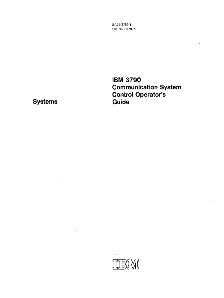 Fillable Online IBM 3790 Communication System Control Operator's Guide ...