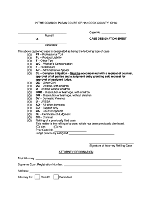 Fillable Online CASE DESIGNATION SHEET Fax Email Print - pdfFiller