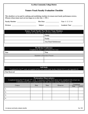 Fillable Online losrios Tenure-Track Faculty Evaluation Checklist - Los ...