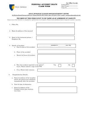 Fillable Online PERSONAL ACCIDENT DEATH CLAIM FORM Fax Email Print ...