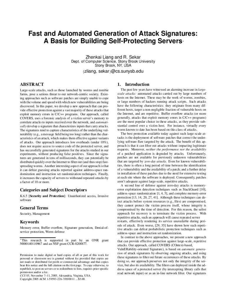 Fillable Online Fast and Automated Generation of Attack Signatures: A ...