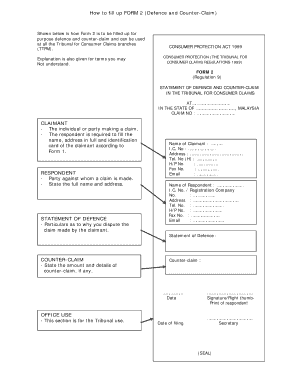Fillable Online How to fill up FORM 2 (Defence and Counter-Claim) Fax ...