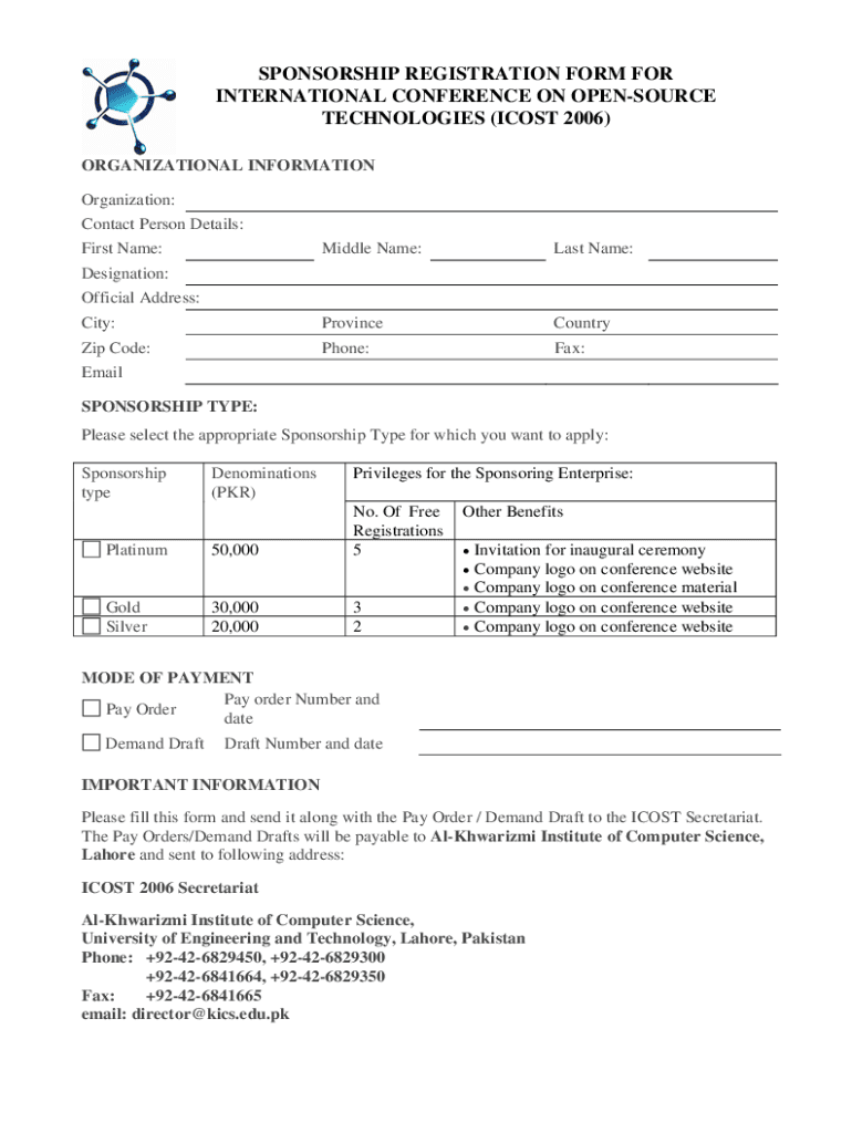Fillable Online Sponsorship Registration Form Fax Email Print - pdfFiller