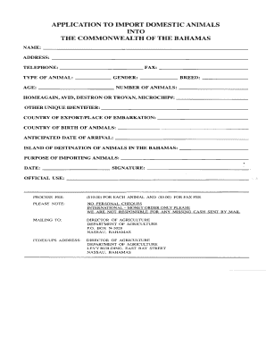 Fillable Online forms bahamas gov Bapplicationb to import domestic ...