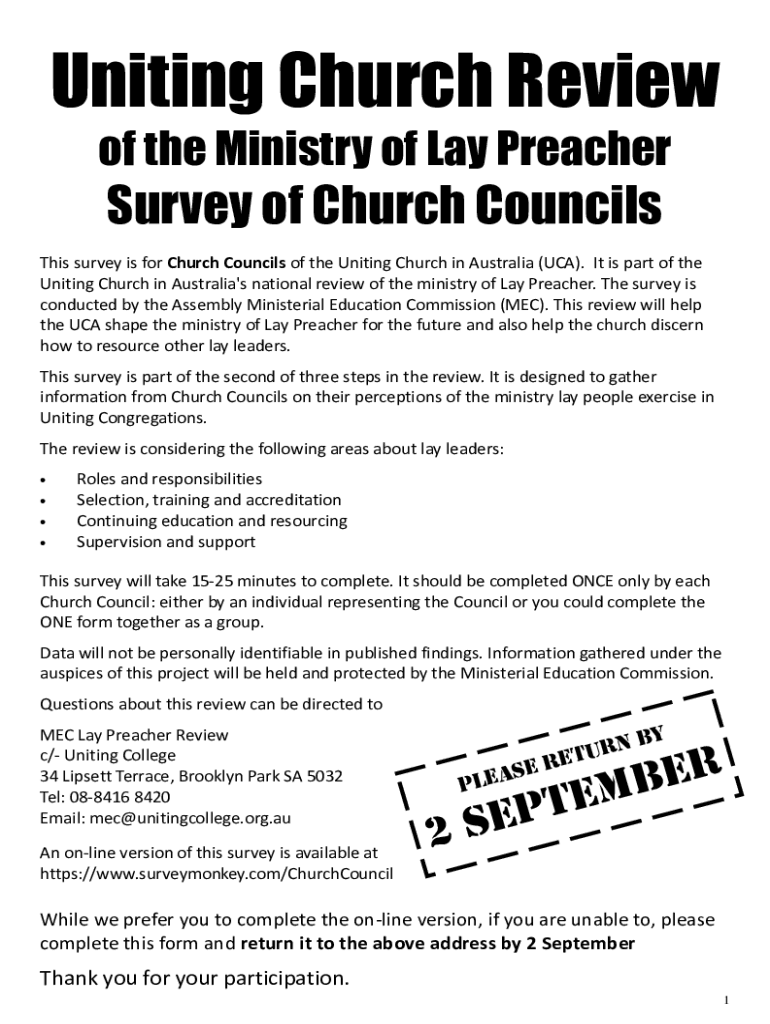 Fillable Online Survey of Church Councils Fax Email Print - pdfFiller