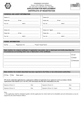 Fillable Online BApplicationb for replacement certificate of ...