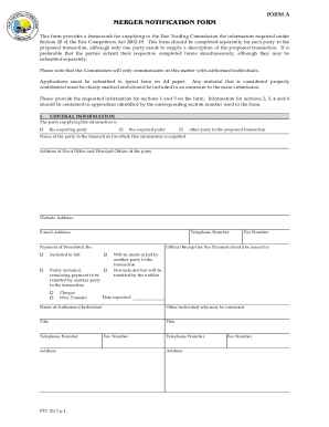 Fillable Online FORM - Merger Notification - A - REVISED.doc Fax Email ...