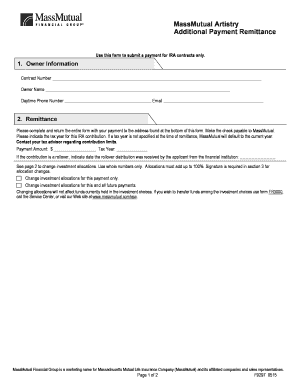 Fillable Online MassMutual Artistry Additional Payment Remittance Fax ...