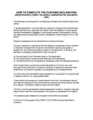 Fillable Online HOW TO COMPLETE THE CUSTOMS DECLARATION Fax Email Print ...