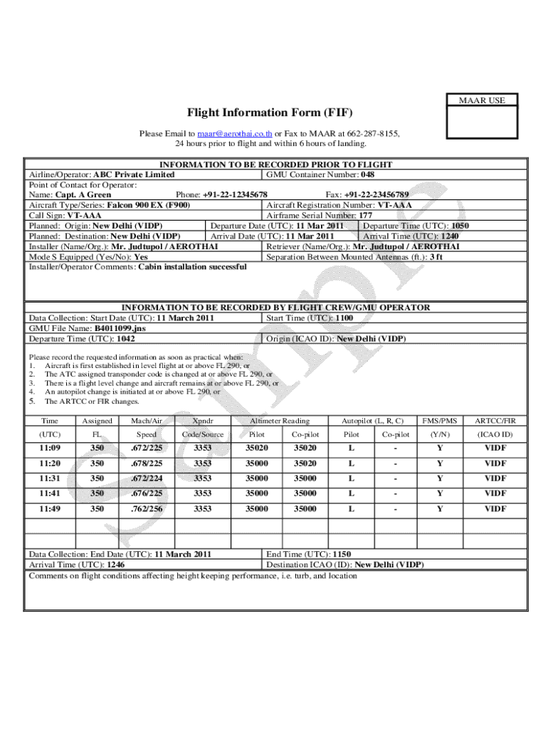 Fillable Online Flight Information Form Fax Email Print - pdfFiller