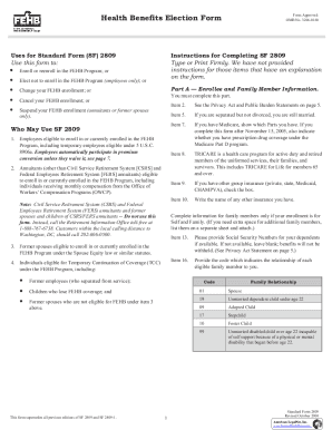 Fillable Online SF-2809 - Health Benefits Election Form Fax Email Print ...