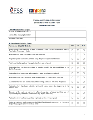Fillable Online fss org Formal and Eligibility Checklist. - fss org Fax ...