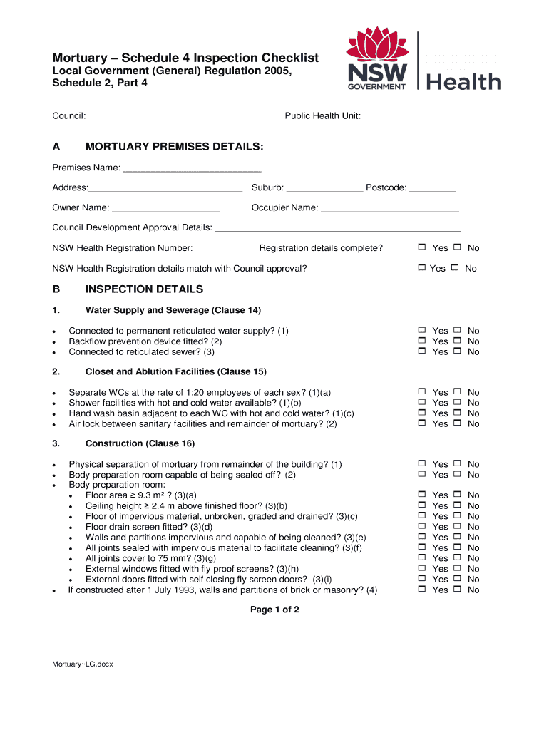 Fillable Online Mortuary Inspection Checklist Fax Email Print - pdfFiller