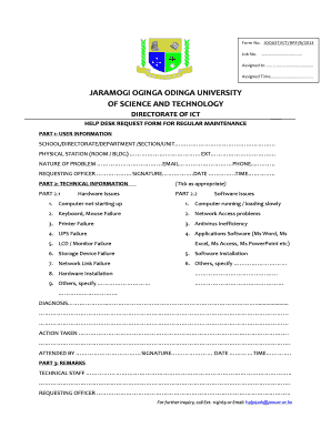 Fillable Online Help Desk Request form - JOOUST is the Fax Email Print ...