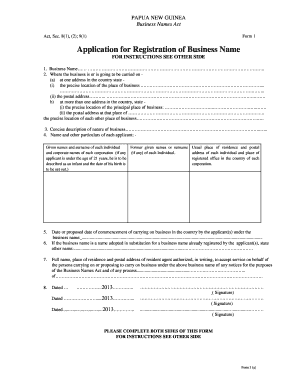 Fillable Online ipa gov PAPUA NEW GUINEA Business Names Act Act, Sec.12(1) Form 3 FOR ... Fax ...