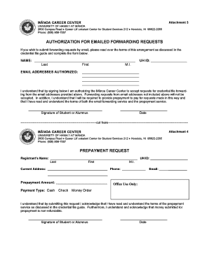 Fillable Online manoa hawaii Credential File Email Request Authorization and Prepayment bformsb ...