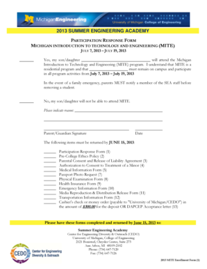 Fillable Online cedo engin umich 2013 MITE Enrollment Forms - cedo engin umich Fax Email Print ...