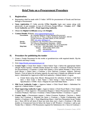 Fillable Online Brief Note on e-Procurement Procedure Fax Email Print ...