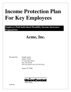 Fillable Online Income Protection Plan For Key Employees Employer-Paid ...