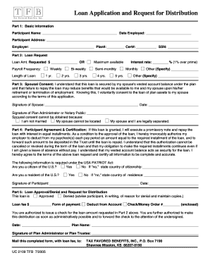 Fillable Online Loan Application and Request for Distribution Fax Email ...