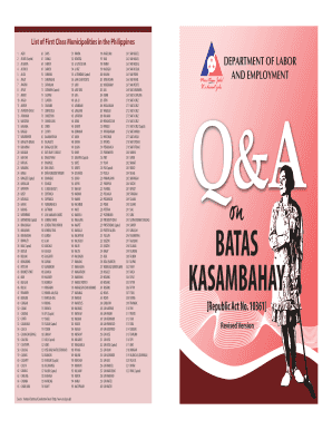 Fillable Online List of First Class Municipalities in the Philippines ...