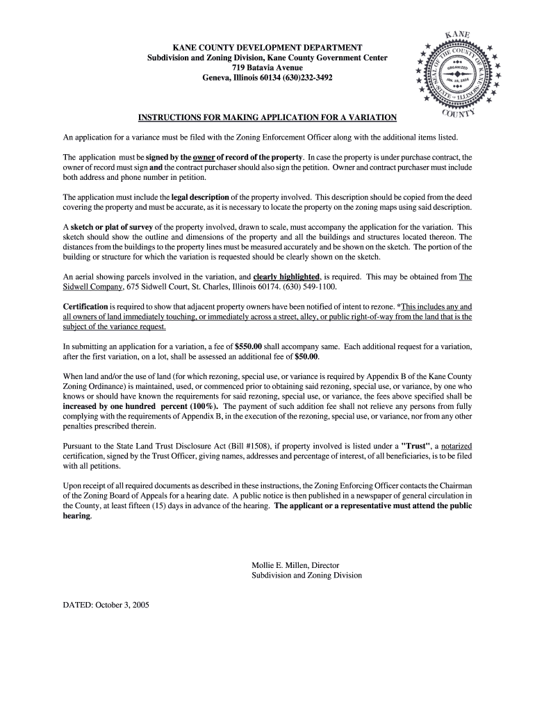 Fillable Online APPLICATION FOR A VARIATION Fax Email Print - pdfFiller