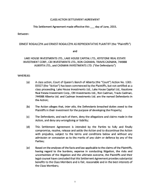 Fillable Online mnllp CLASS ACTION SETTLEMENT AGREEMENT This ...