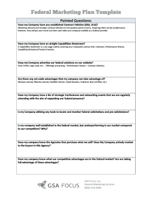Fillable Online Federal Marketing Plan Template Fax Email Print - pdfFiller