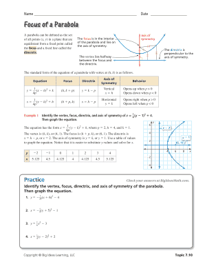 Fillable Online Focus of a Parabola Fax Email Print - pdfFiller