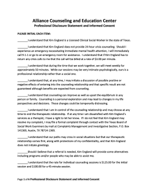 Fillable Online Professional Disclosure Statement and Informed Consent ...