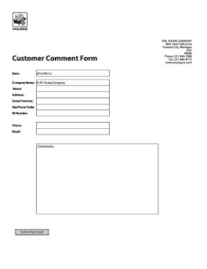 Fillable Online Customer Comment Form Fax Email Print - pdfFiller